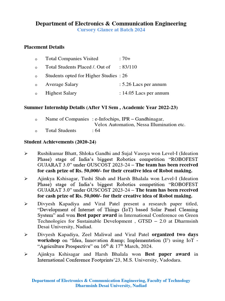 2024 - Cursory Glance at Batch 2024 | PDF | Computer Engineering ...