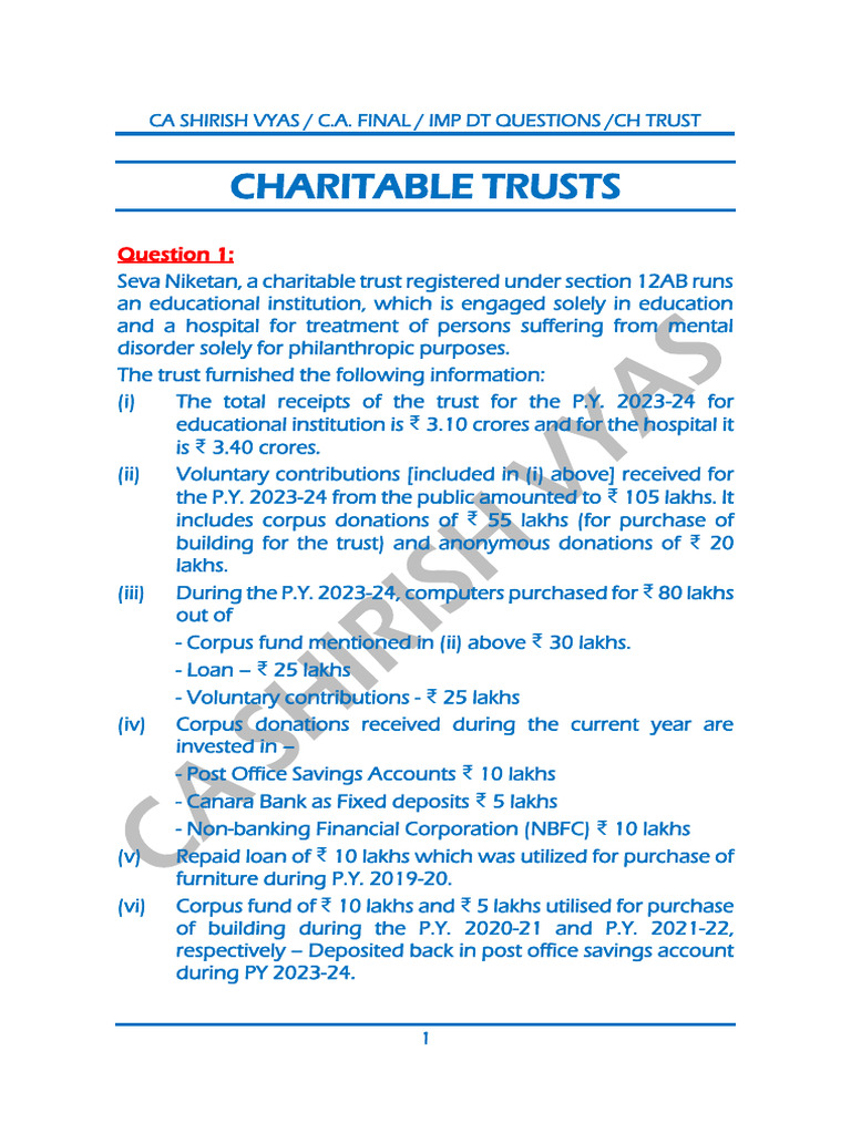 Charitable Trust | PDF | Equity (Finance) | Financial Services