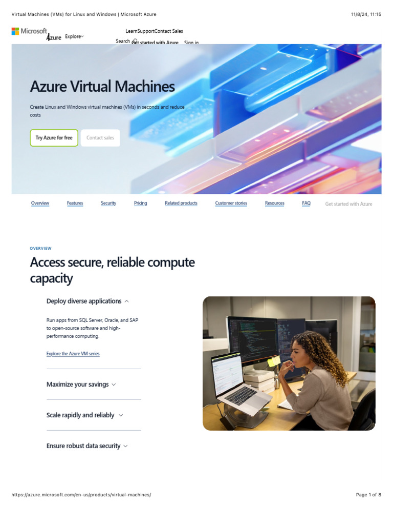 Virtual Machines (VMs) for Linux and Windows | Microsoft Azure | PDF | Microsoft Azure | Virtual ...
