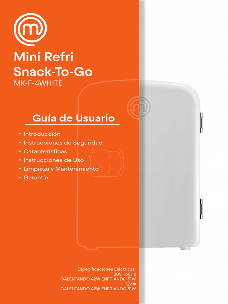 Mini Refri Snack-To-Go MK-F-4WHITE | PDF | Enchufes y tomas de corriente alterna | Agua