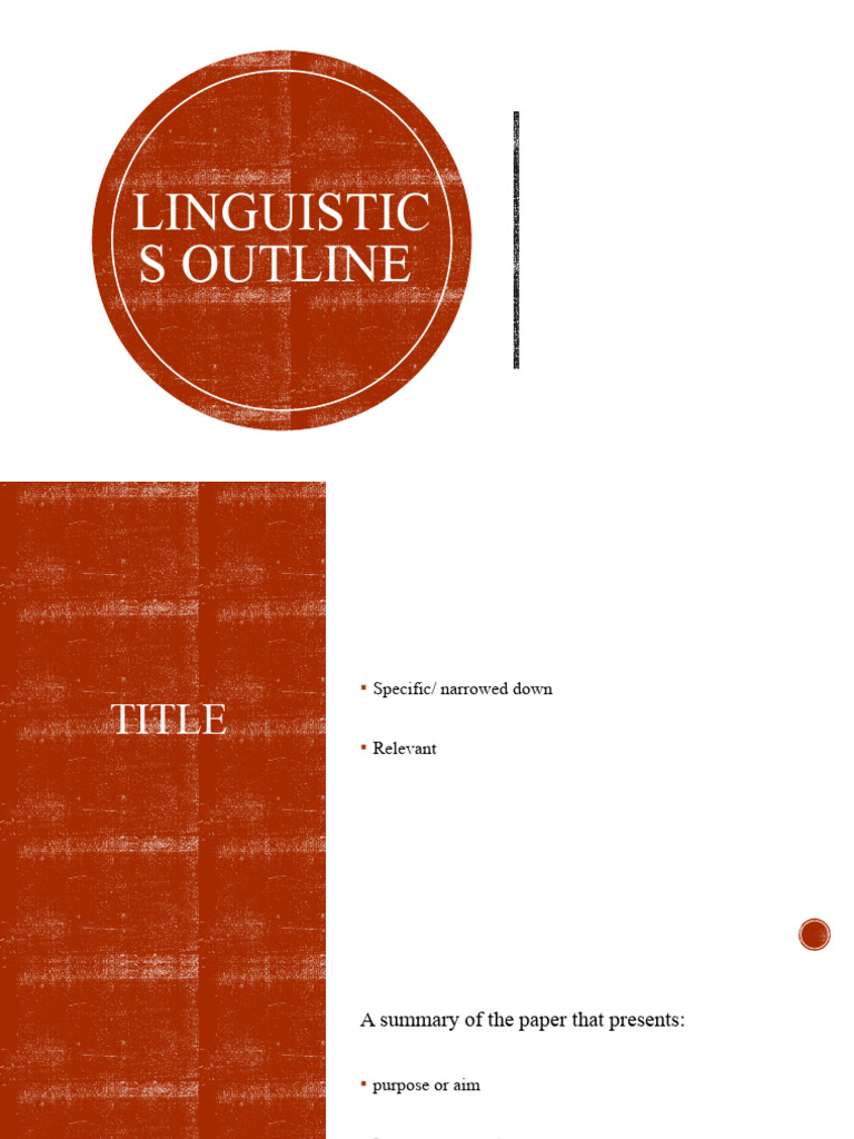 Linguistics Paper Outline | PDF | English As A Second Or Foreign ...