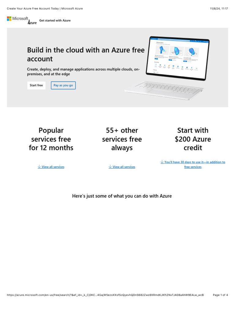 Create Your Azure Free Account Today - Microsoft Azure | PDF ...