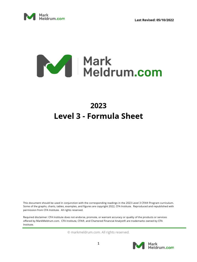 L3 2023 Formula Sheet | PDF | Swap (Finance) | Yield (Finance)
