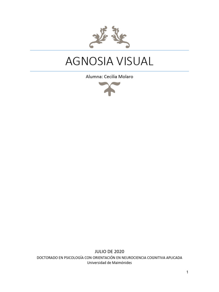 Agnosia Visual | PDF | Percepción visual | Corteza visual