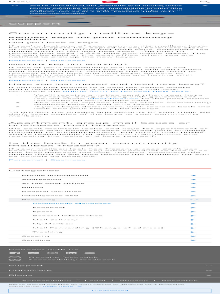 How To Get New Community Mailbox Keys Canada Post | PDF | Mail