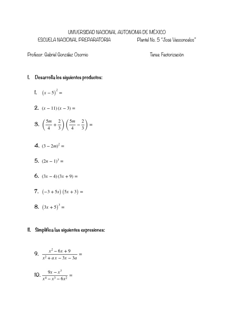 Tarea Factorización P5 | PDF