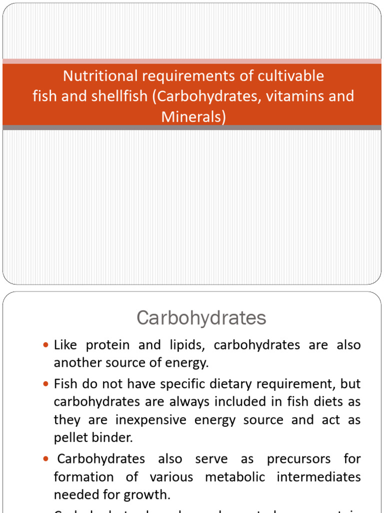 Nutritional Requirements of Cultivable Fish and Shell Fish ...