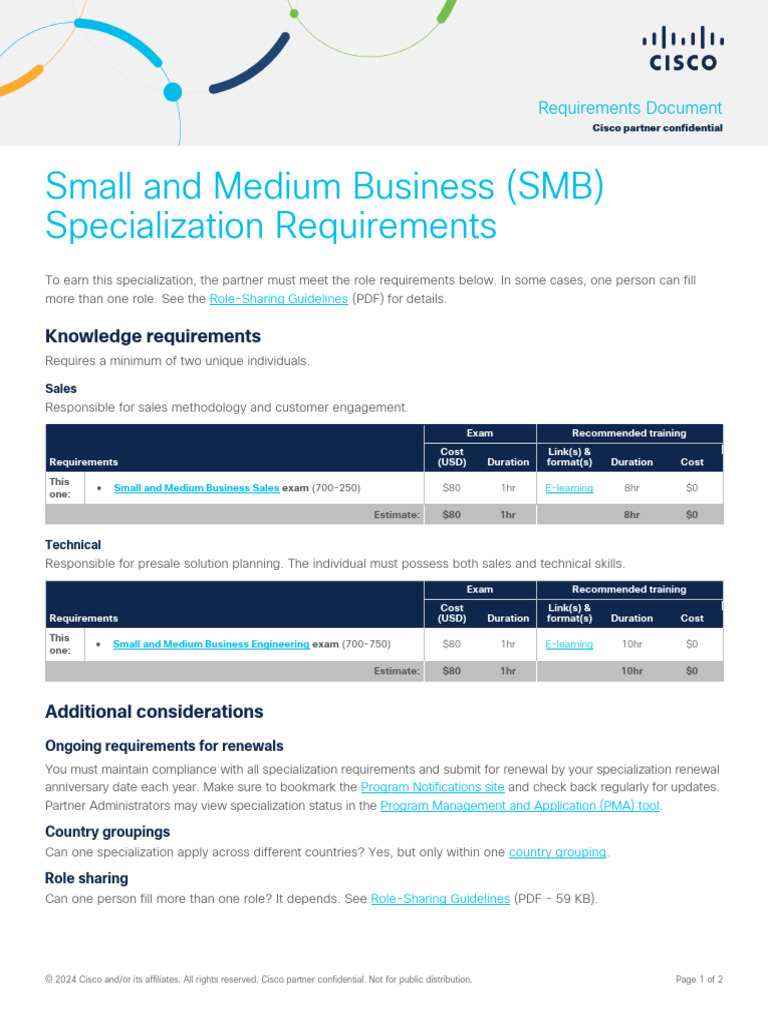 Small Business Specialization Requirements | PDF
