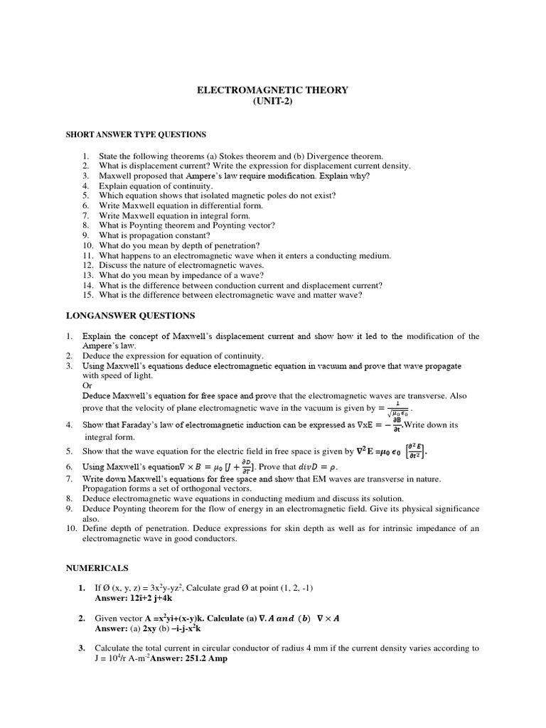 Unit 2 | PDF | Waves | Maxwell's Equations