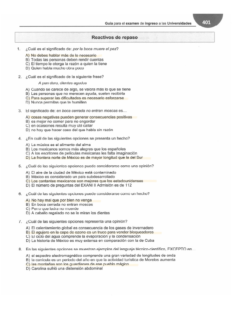 Comprensión Lectora U1 Preguntas | PDF