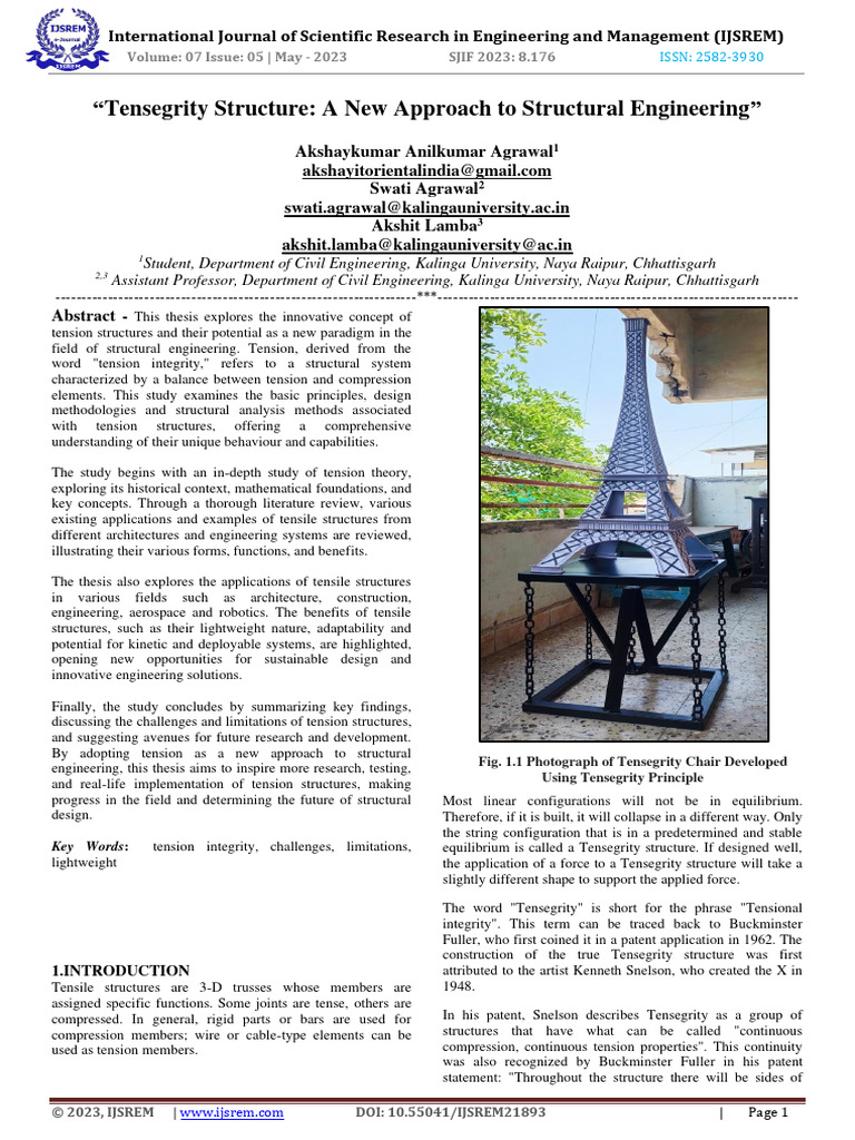 Tensegrity Structure A New Approach To Structural Engineering | PDF | Force | Stress (Mechanics)