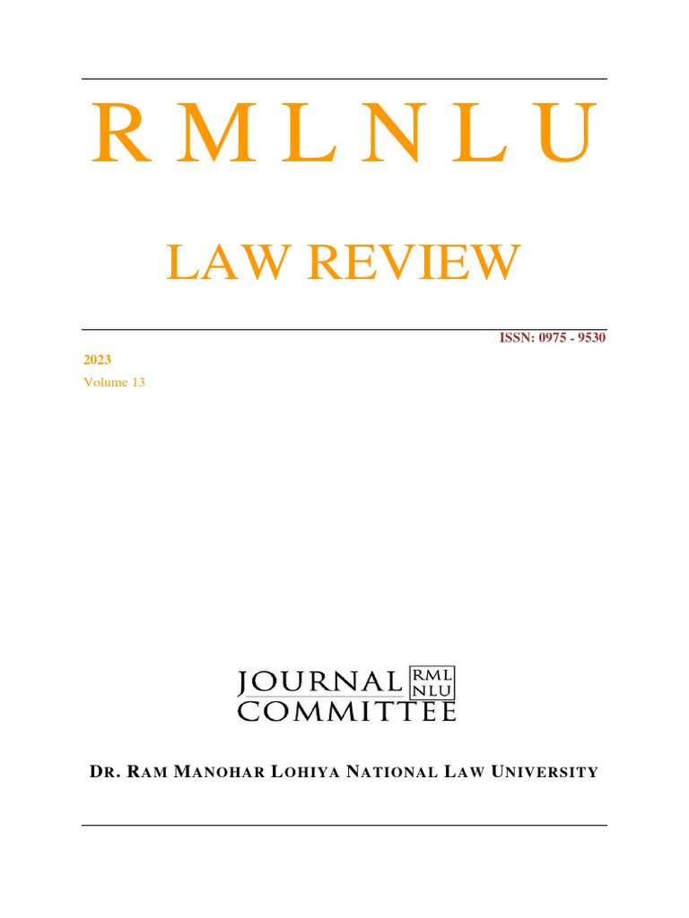 Rmlnlu Law Review Vol 13 2023 | PDF | Natural Law | International Law