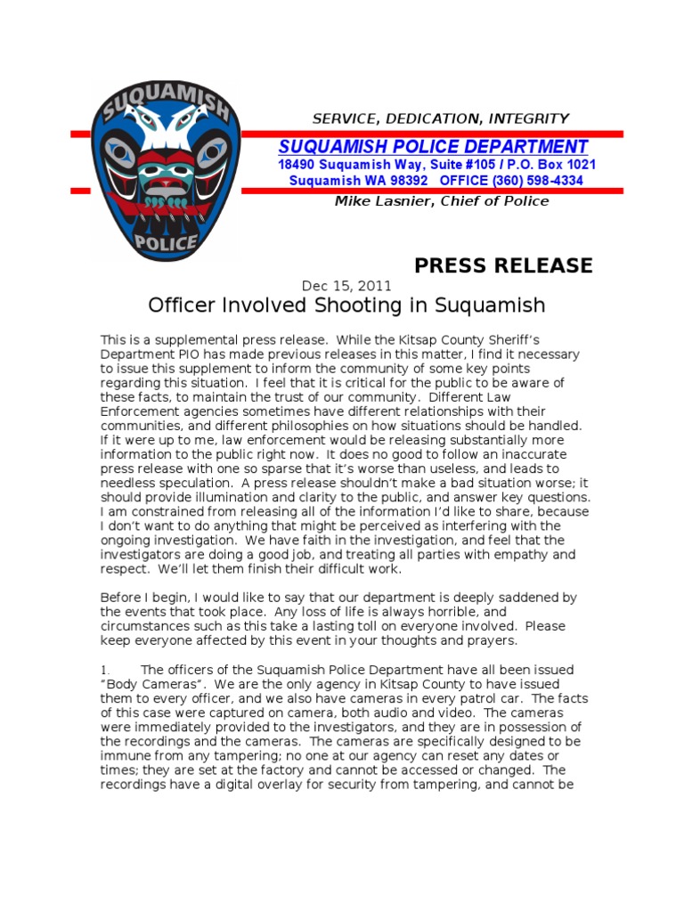 Suquamish Officer-Involved Shooting Update | PDF | Federal Bureau Of ...
