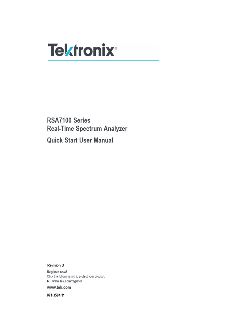 RSA7100 Series Real Time Spectrum Analyzer Quick Start User Manual en ...