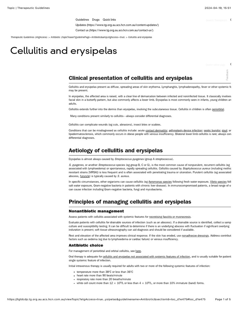 Cellulitis and Erysipelas Guidelines | PDF | Methicillin Resistant ...