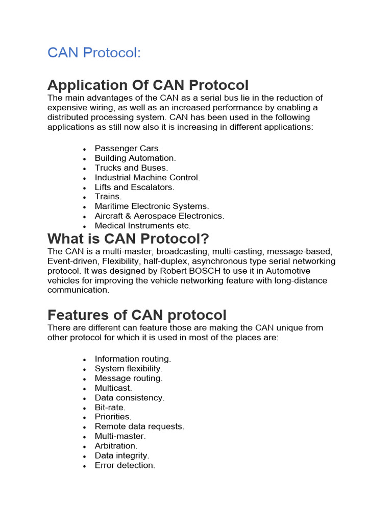 CAN Protocol | PDF | Network Architecture | Network Protocols CAN Protocol | PDF | Network Architecture | Network Protocols