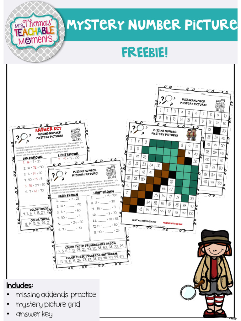 AdditionandSubtractionMissingNumbersMysteryNumberFREEBIEMinecraftAxe-1 ...