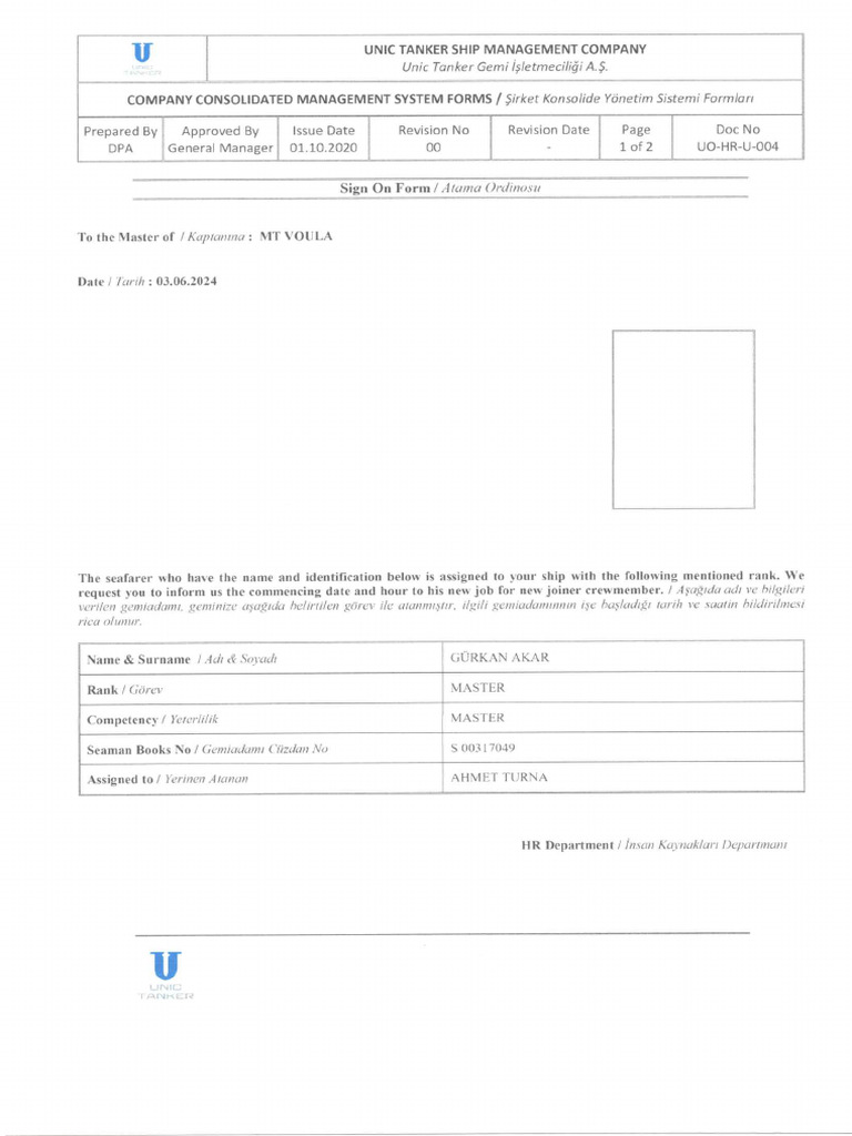 UO-HR-U-004 Sign On Form | PDF