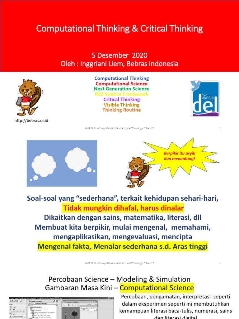 Sesi III Critical Thinking and Computational Thinking Dr. Inggriani Liem | PDF | Critical ...