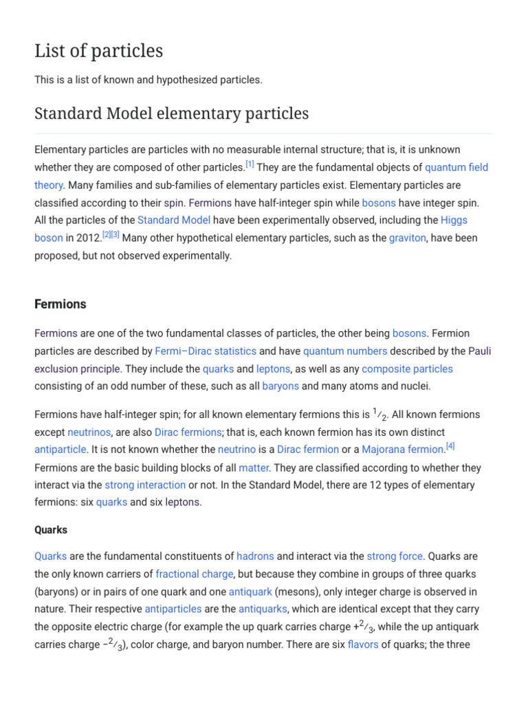 List of Particles - Wikipedia | PDF | Elementary Particle | Quark