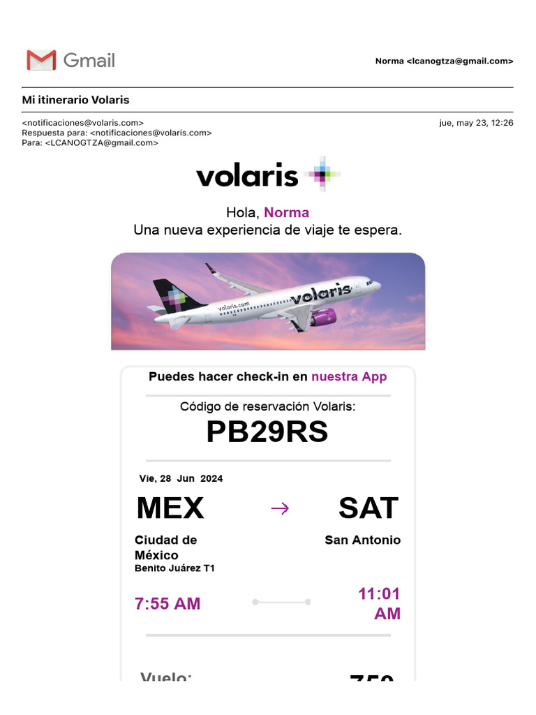 Mi Itinerario Volaris | PDF