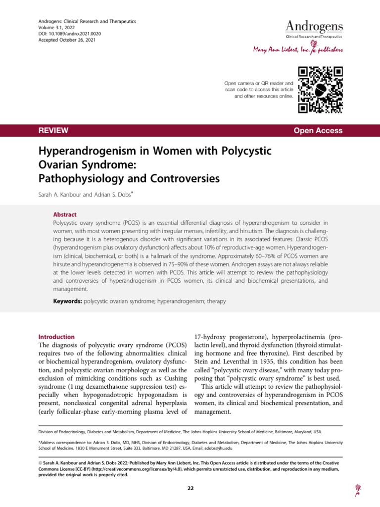 Hyperandrogenism in Women With PolycysticOvarian Syndrome | PDF ...