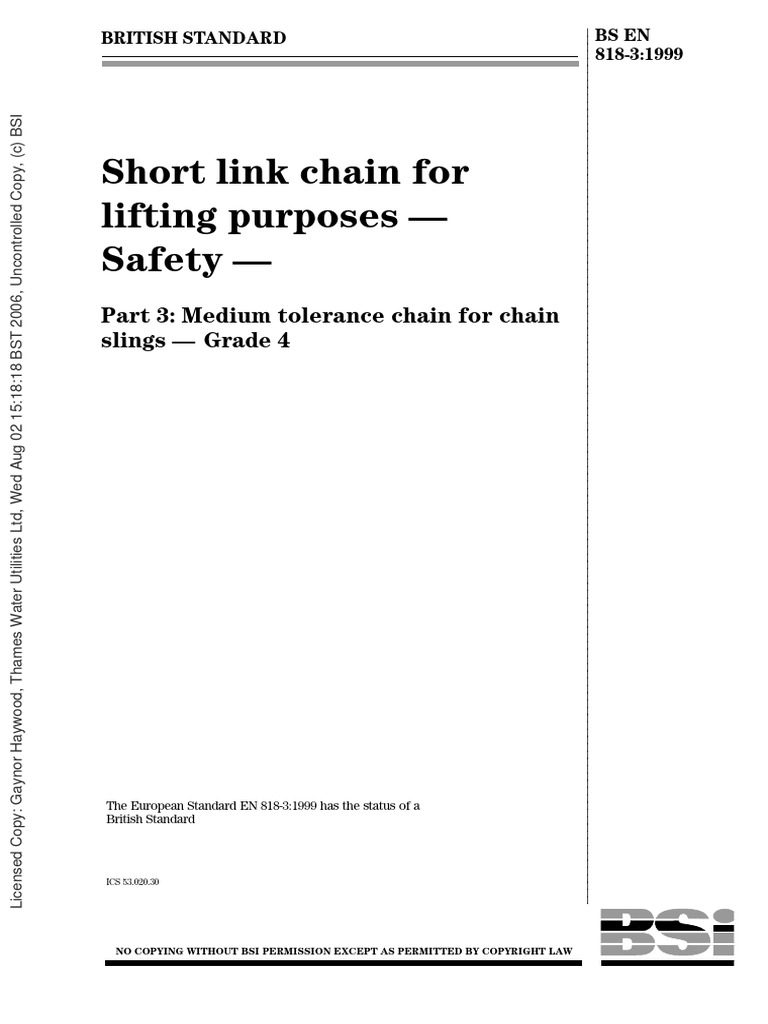 BSEN 818-3 Chain Medium Tolerance GD 4 | PDF