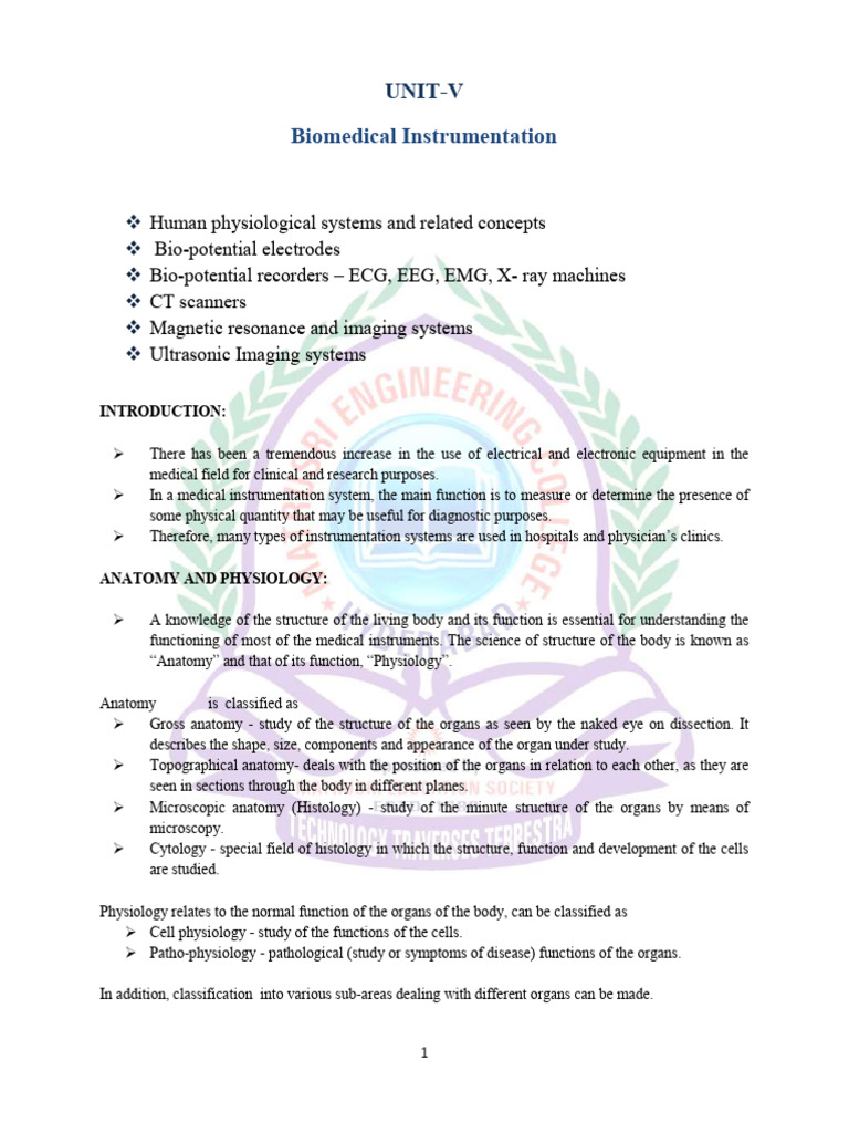 Emi Unit-5 Notes | PDF | Electrocardiography | Lung