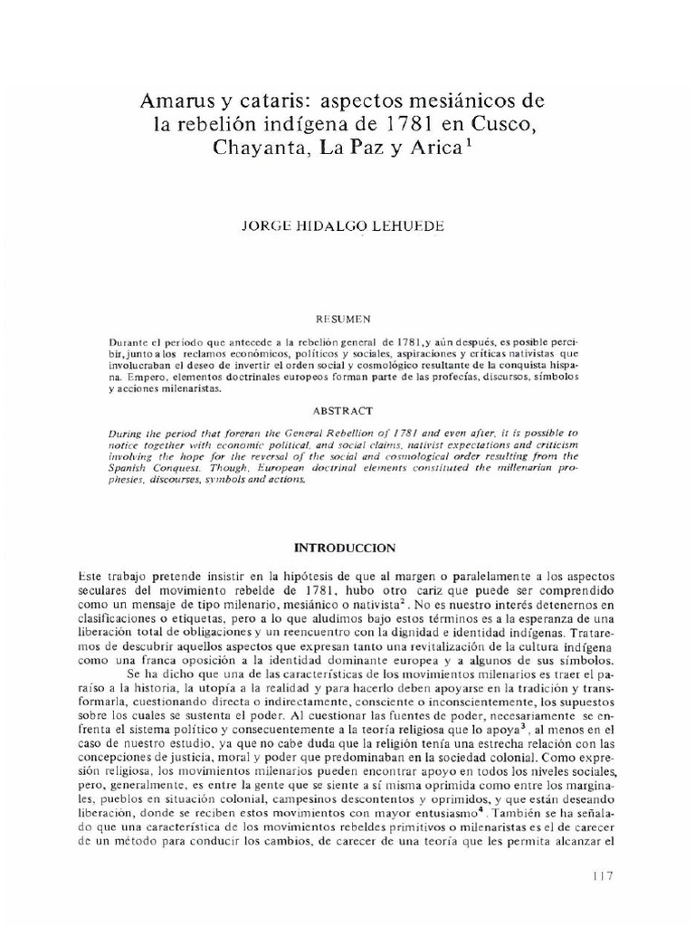 Amarus y Cataris - Aspectos Mesianicos de La Rebelion | PDF