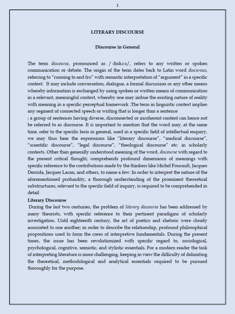 Literary Discourse | PDF | Poetry | Discourse