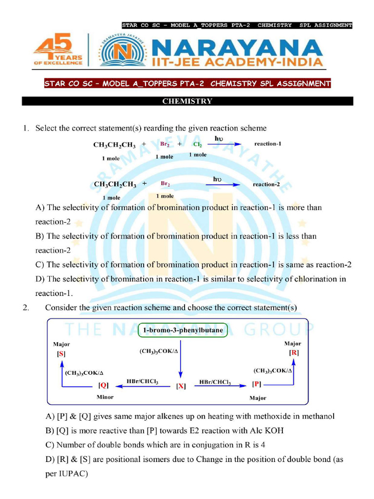 Star Co SC - Model A - Toppers Pta-2 Chemistry - SPL Assignment | PDF