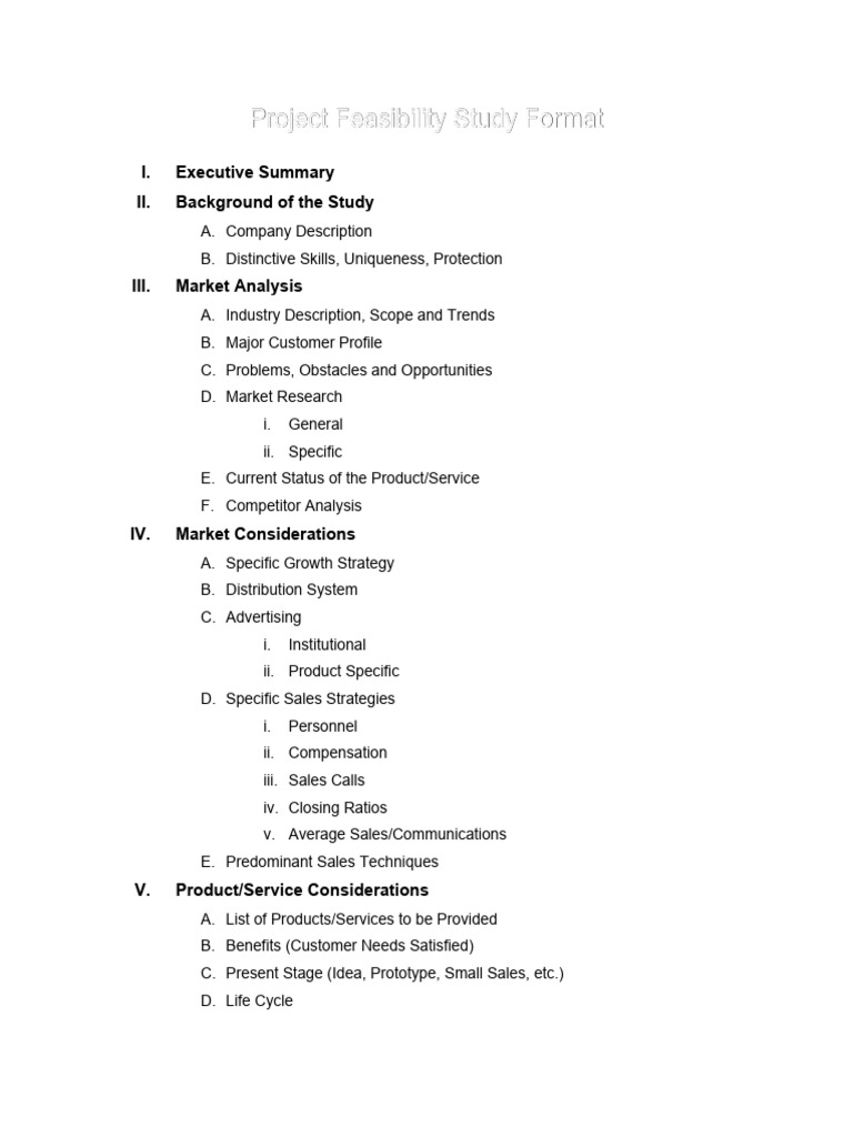 Project Feasibility Study Format - Student | PDF | Market (Economics ...