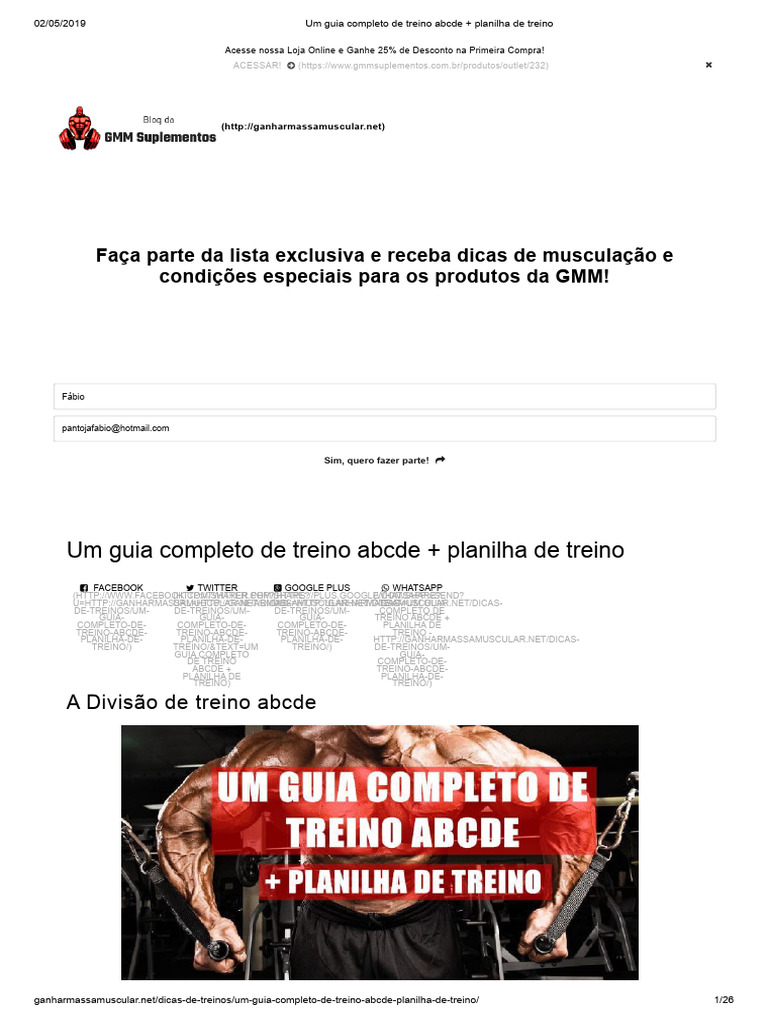 Um guia completo de treino abcde + planilha de treino | PDF Um guia completo de treino abcde + planilha de treino | PDF