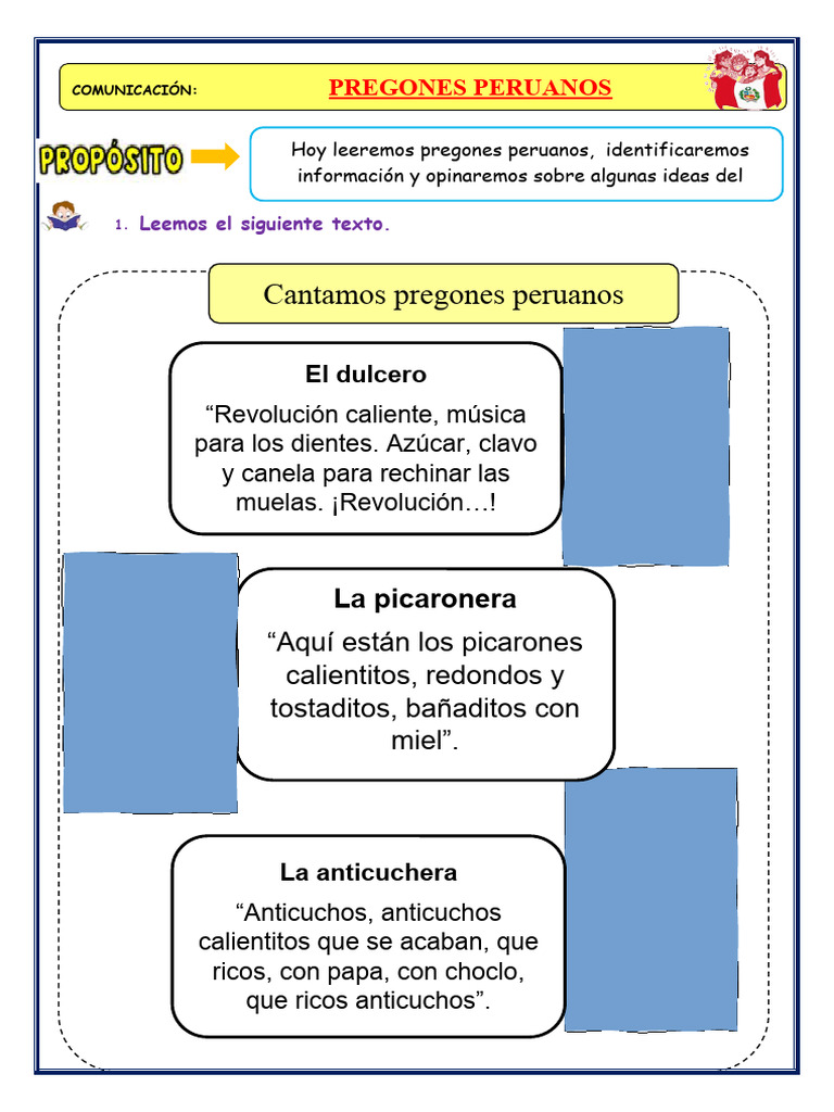 U4 s3 Ficha d1 Com Pregones Peruanos | PDF | Cocina de las Americas | Cocina occidental