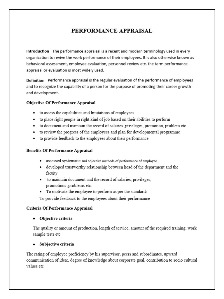 Performance Appraisal Word File | PDF | Performance Appraisal | Business