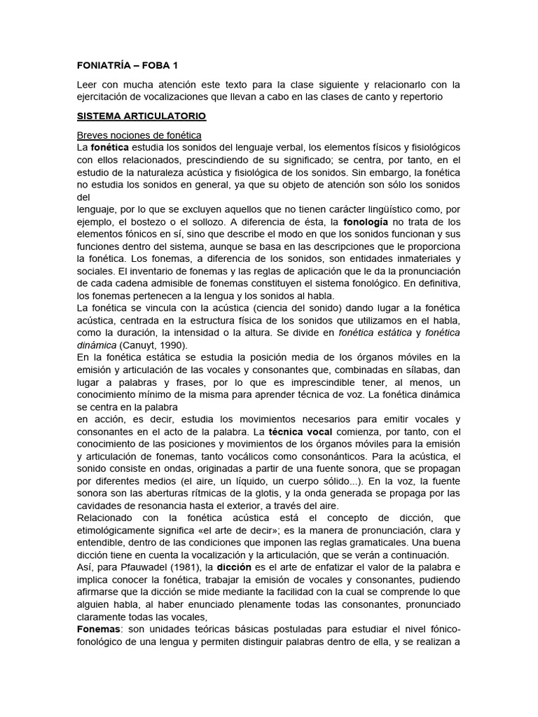 Sistema Articulatorio del Habla | PDF | Fonética | Vocal