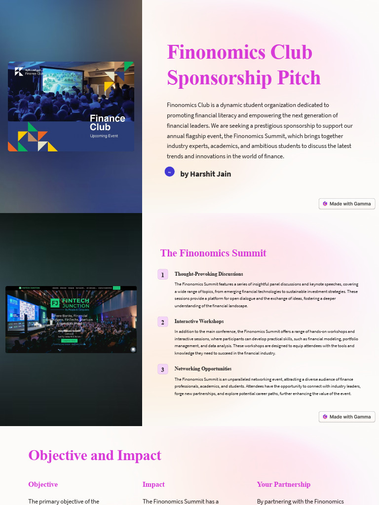 Finonomics Club Sponsorship Pitch | PDF | Brand | Financial Literacy