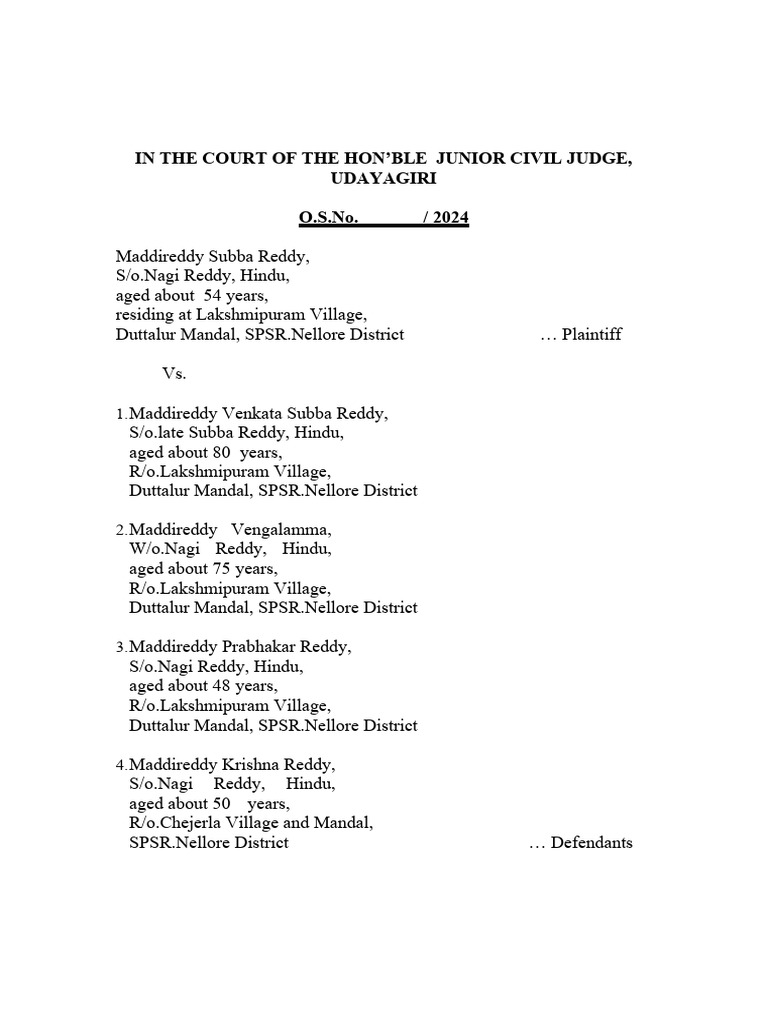 Sharif Maddireddy Venkata Subbareddy Suit | PDF | Lawsuit | Separation Of Powers