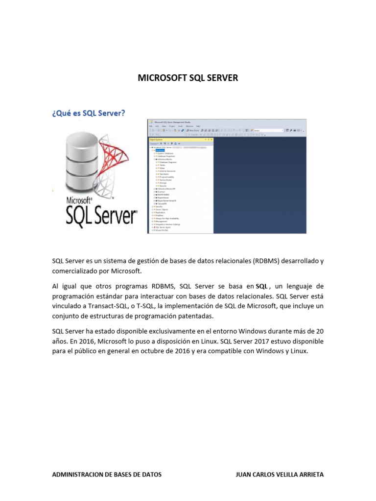 2 - Microsoft SQL Server | PDF | Servidor SQL de Microsoft | Bases de datos