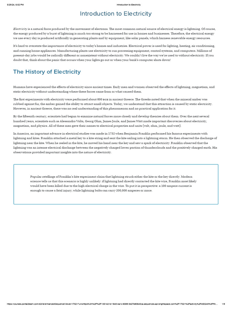 Introduction to Electricity | PDF | Atoms | Electricity