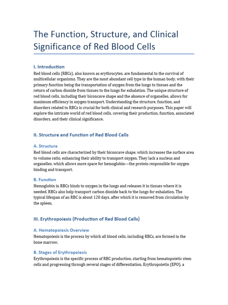 Red Blood Cells Research Paper | PDF | Red Blood Cell | Blood Cell