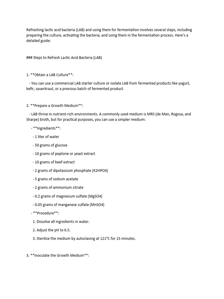 Refreshing Lactic Acid Bacteria Guide | PDF | Fermentation | Foods