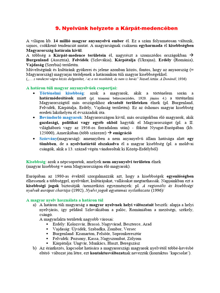 Érettségi Nyelvtan 9 | PDF