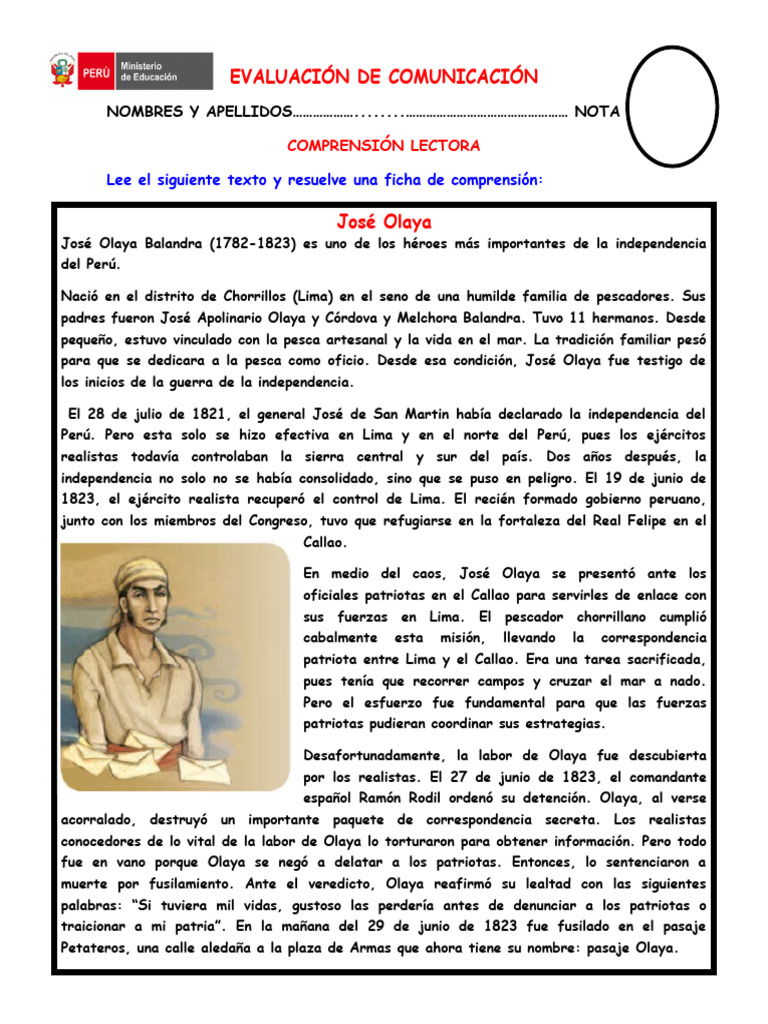 José Olaya: Héroe de la Independencia | PDF