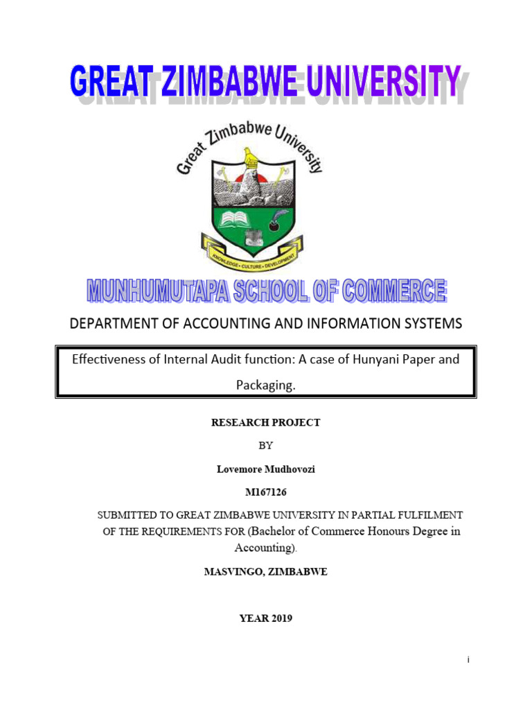 Internal Audit Effectiveness at Hunyani | PDF | Internal Audit | Audit
