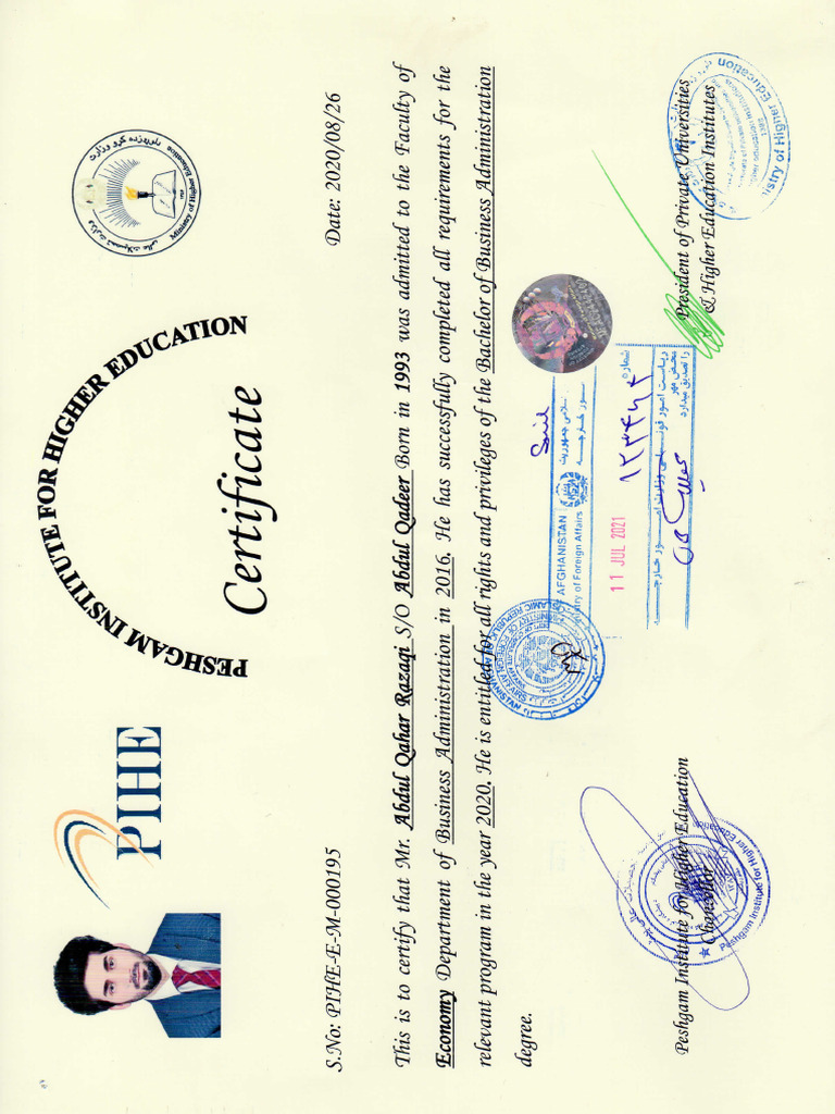 University Certificate | PDF