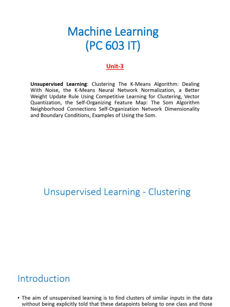Unit 3 | PDF | Cluster Analysis | Computational Neuroscience