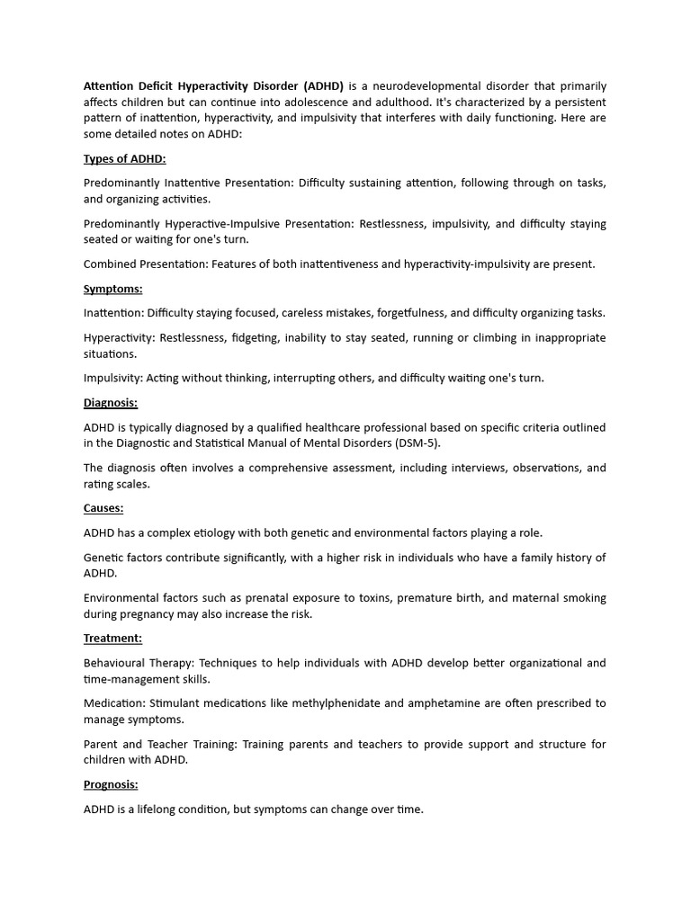 ADHD | PDF | Attention Deficit Hyperactivity Disorder | Adult Attention ...