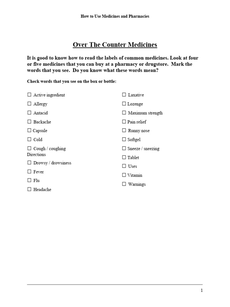 Checklist of OTC Medicines | PDF