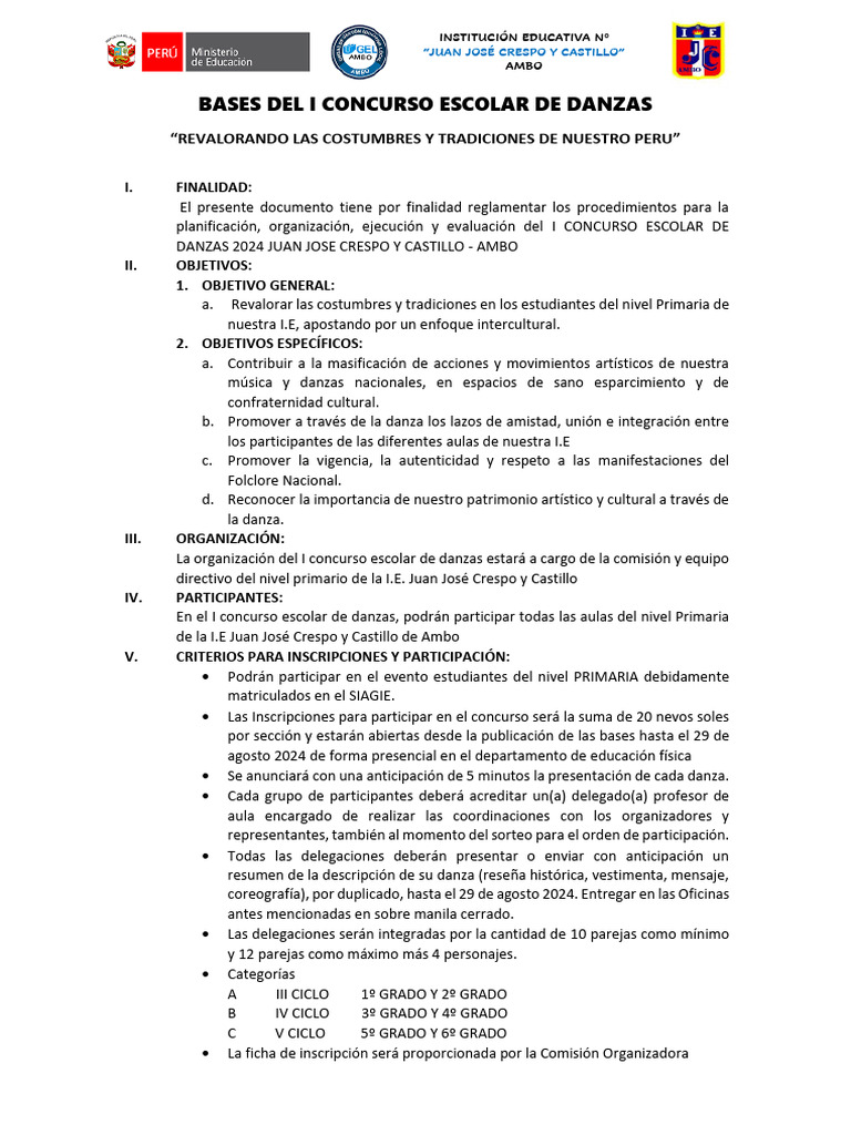 Concurso Danzas 2024: Bases y Reglas | PDF | Bailes | Ritmo